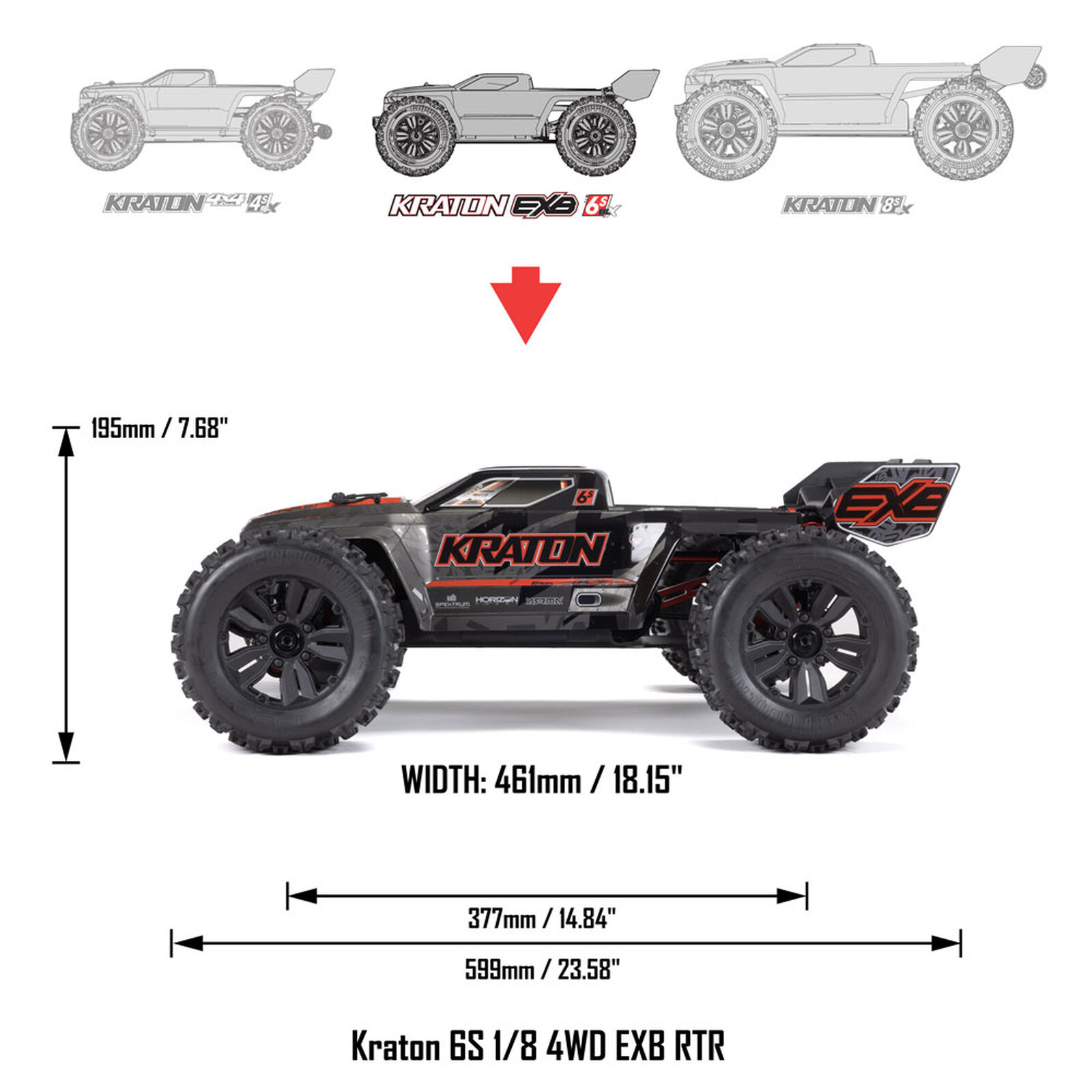 1/8 KRATON 6S EXB AVC 4X4 RTR Brushless Speed Truck, Black | ARRMA