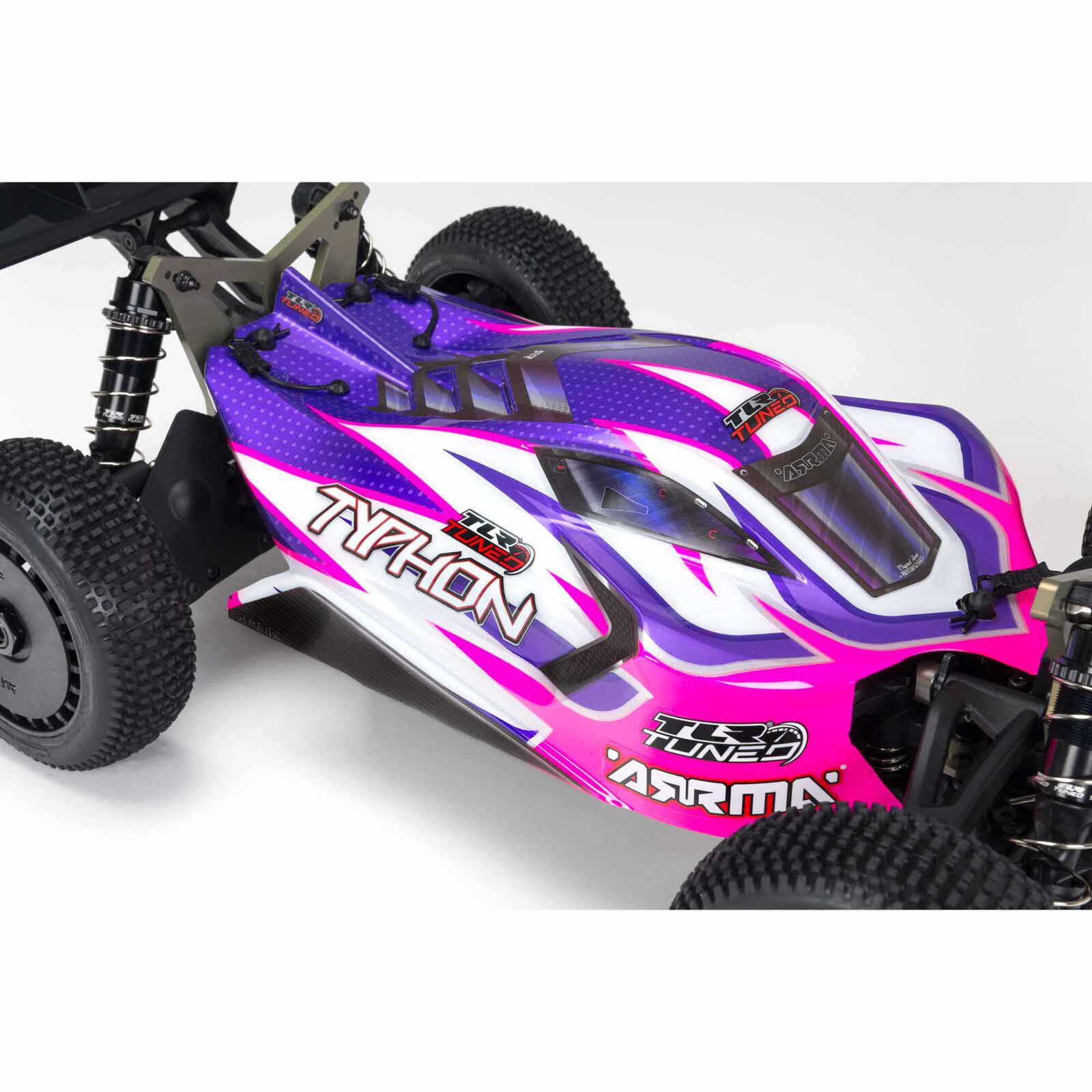 1/8 TYPHON 6S TLR Tuned 4X4 Roller Brushless Buggy, Pink/Purple | ARRMA