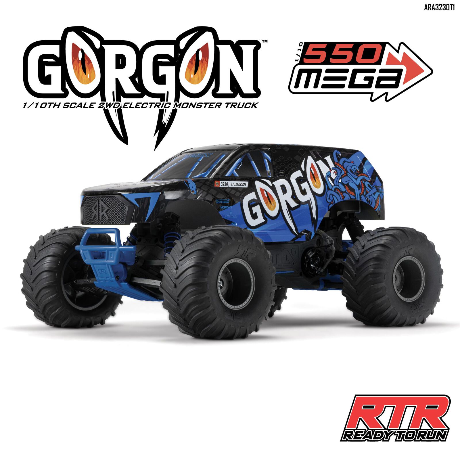 1/10 GORGON 2WD RTR Brushed Monster Truck, Blue | ARRMA