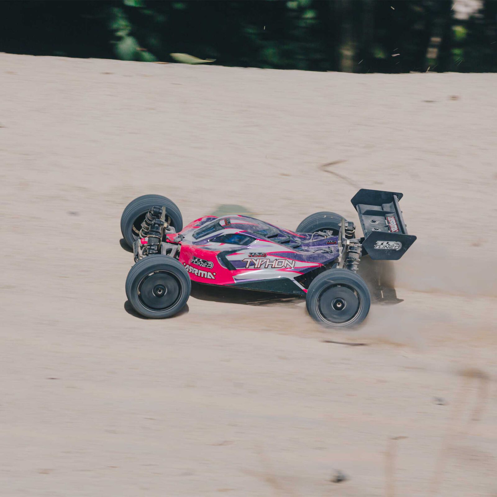 1/8 TYPHON 6S TLR Tuned 4X4 Roller Brushless Buggy, Pink/Purple | ARRMA