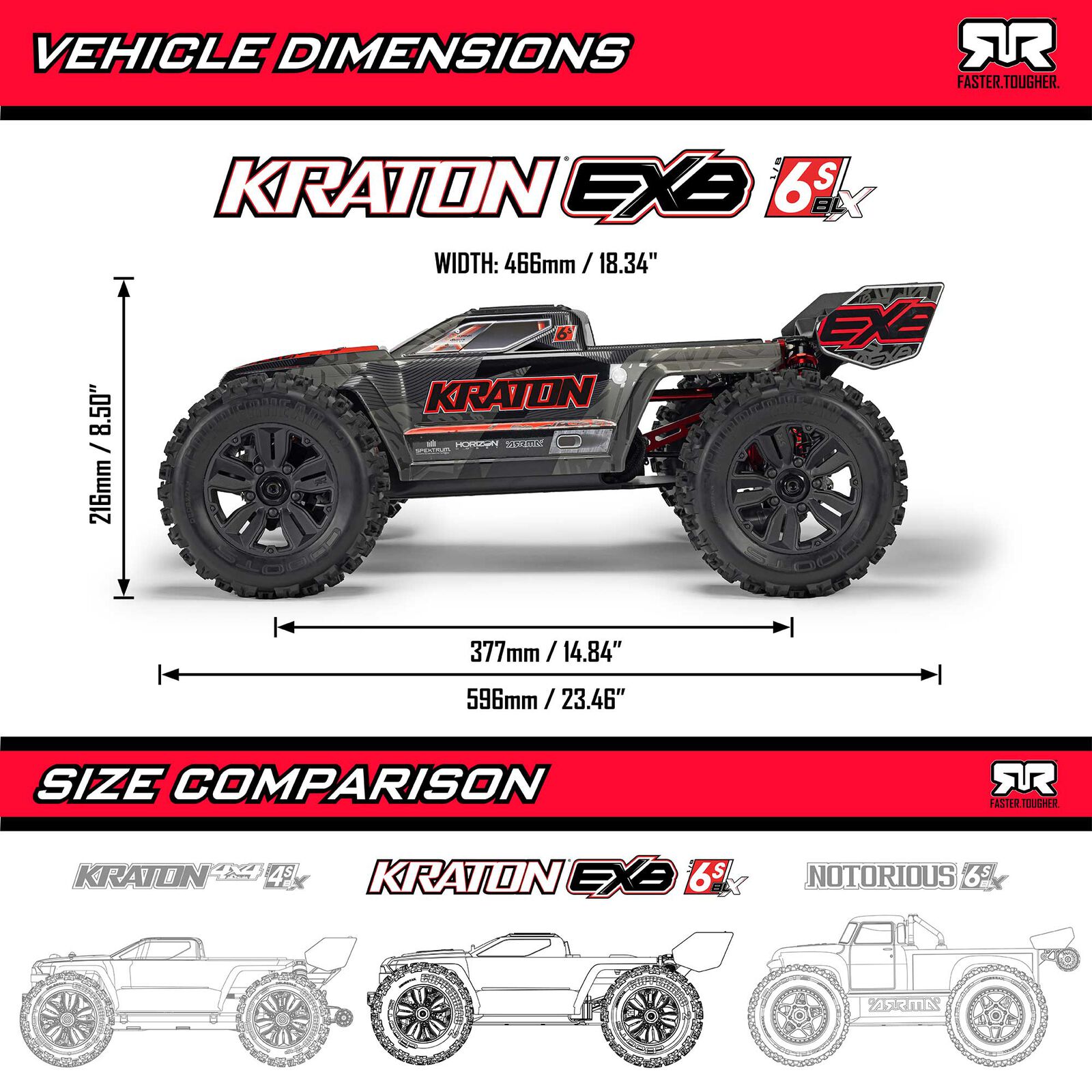 1/8 KRATON 6S EXB 4X4 RTR Brushless Speed Truck, BLACK | ARRMA
